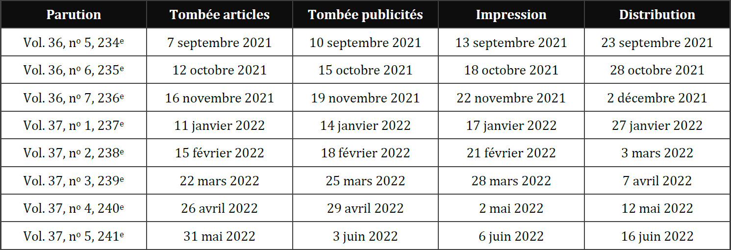 Calendrier parutions | Entrée Libre